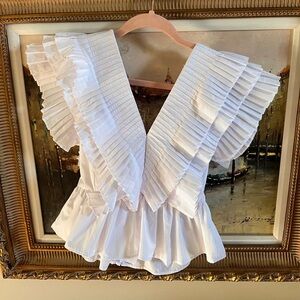 Zara | Tops | Chicwish White Ruffle Blouse | Poshmark
